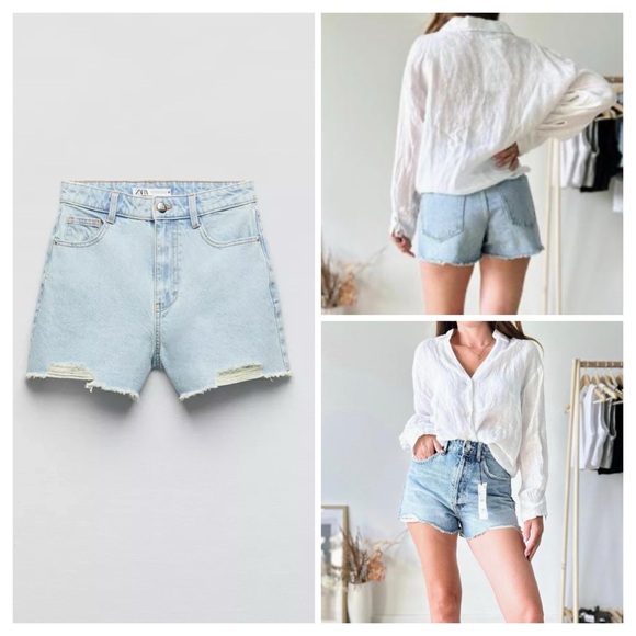Zara | Shorts | Zara High Rise Ripped Hem Denim Shorts | Poshmark